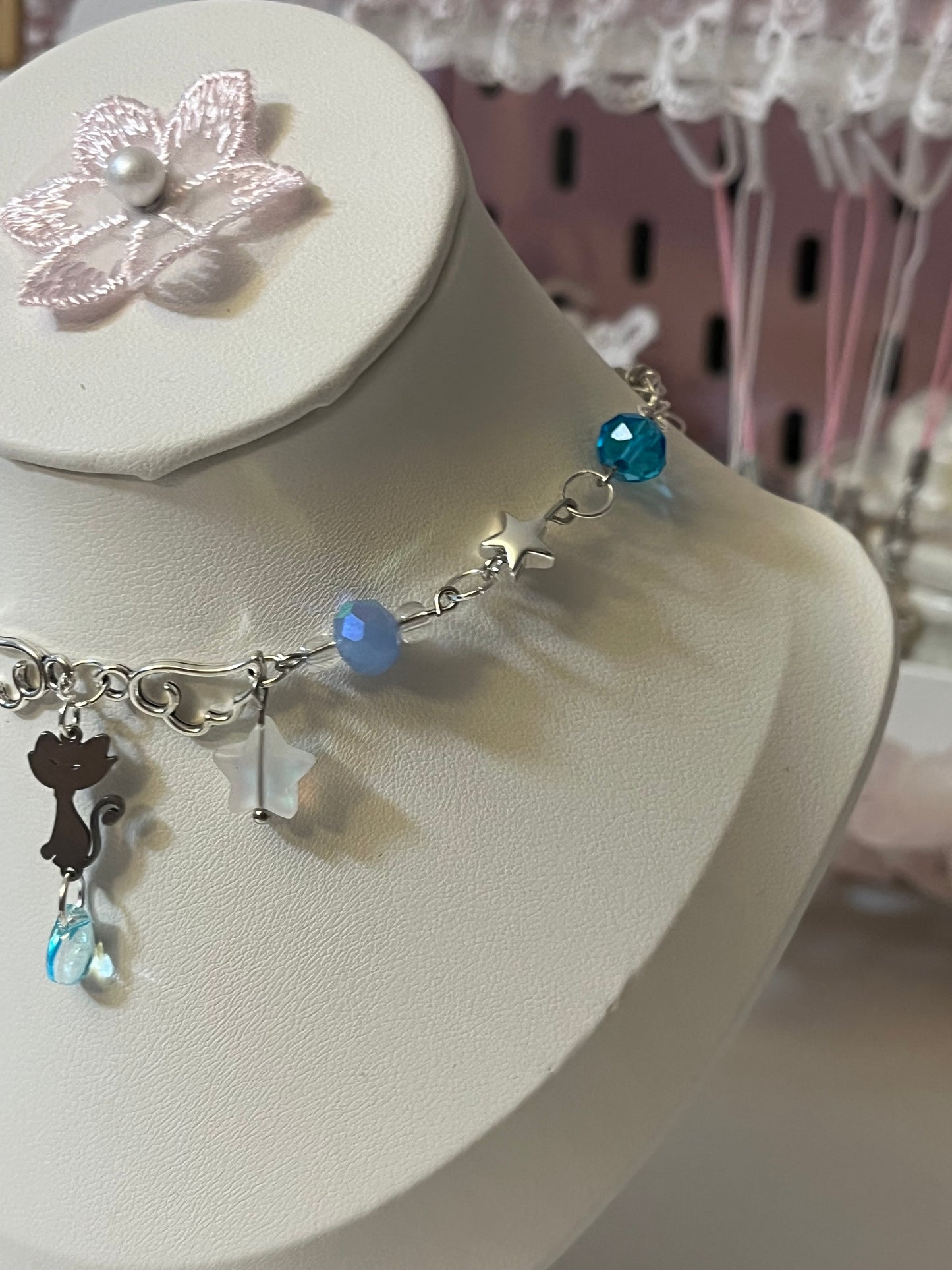 Blue Silver Kitty necklace! ~silver style~ – AngelixGemz