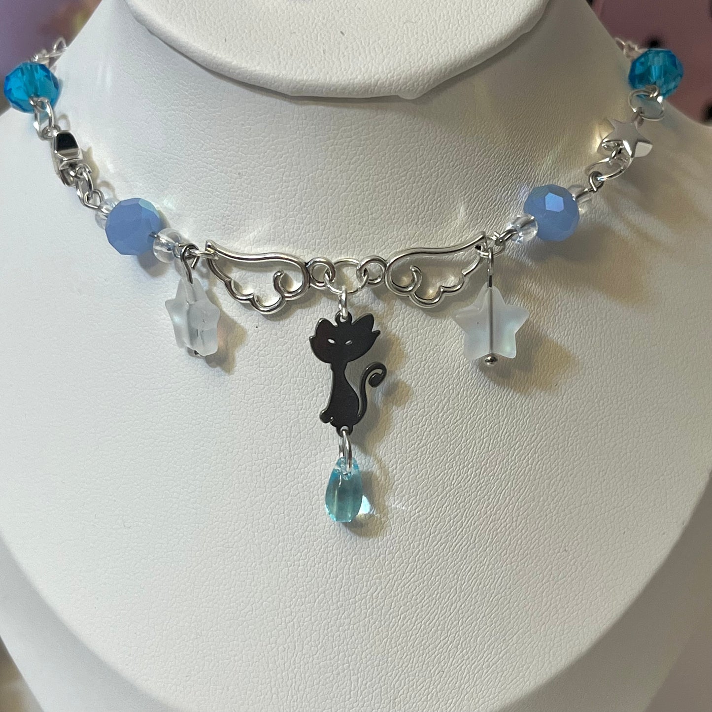 Blue Silver Kitty necklace! ~silver style~ – AngelixGemz